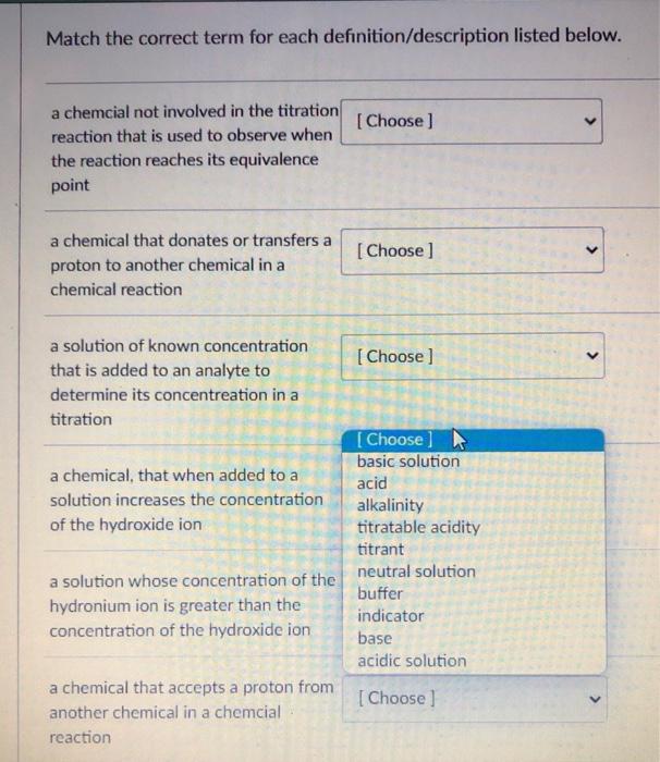Solved Match the correct term for each | Chegg.com