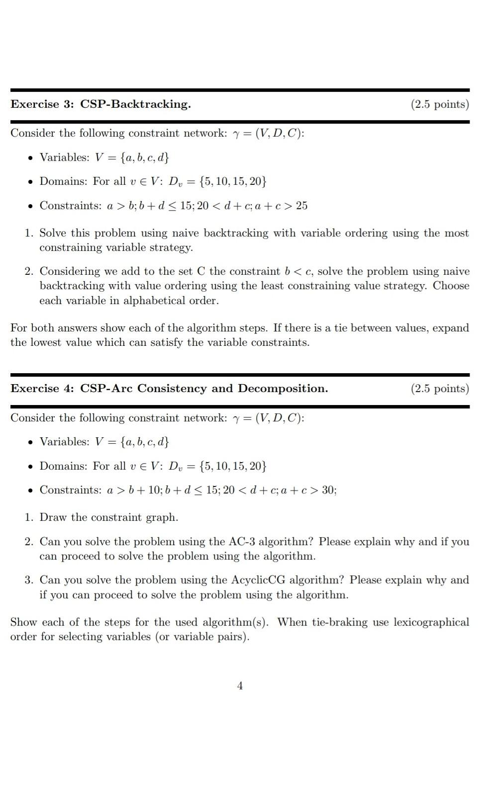 Solved Exercise 3: CSP-Backtracking. (2.5 points) Consider | Chegg.com
