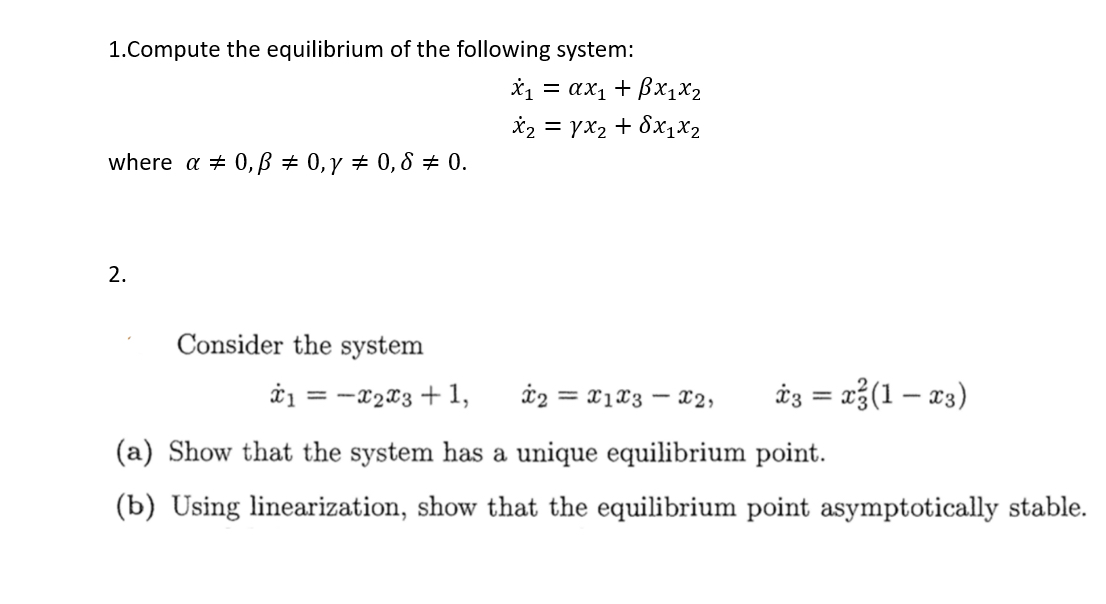 Solved 1.Compute the equilibrium of the following | Chegg.com