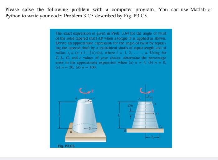 Solved Please solve the following problem with a computer | Chegg.com