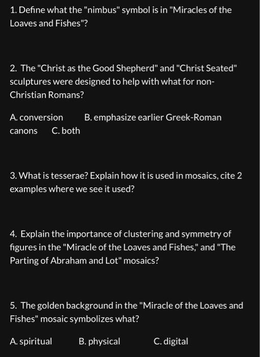 Solved 1. Define what the "nimbus" symbol is in "Miracles of | Chegg.com