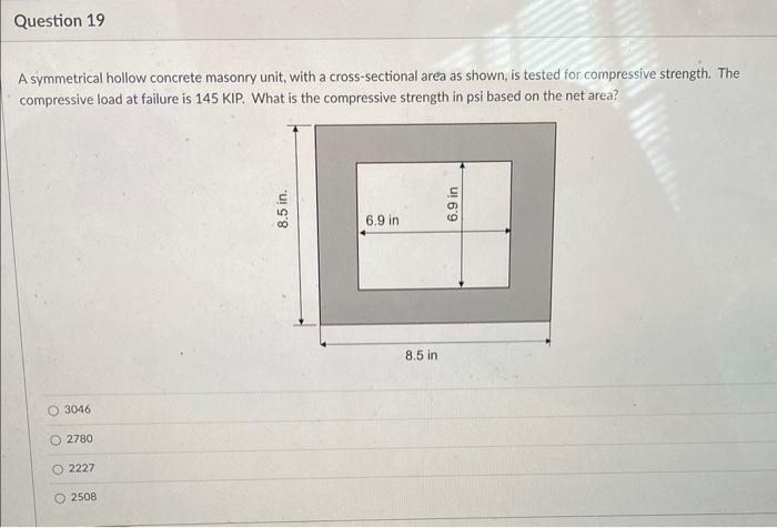 Solved A symmetrical hollow concrete masonry unit, with a | Chegg.com