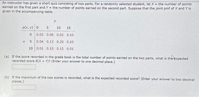Solved An instructor has given a short quiz consisting of | Chegg.com