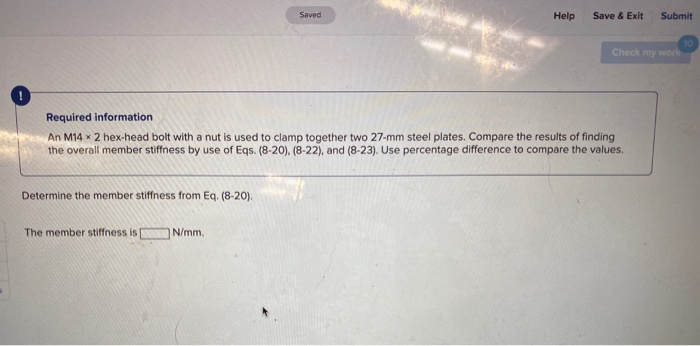 Solved Saved Help Save & Exit Submit Check my work Required | Chegg.com