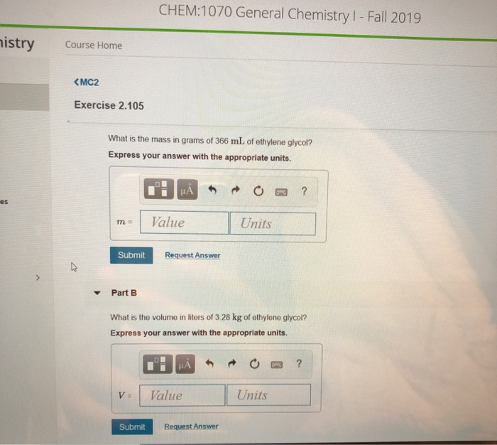 Solved CHEM:1070 General Chemistry - Fall 2019 istry Course | Chegg.com