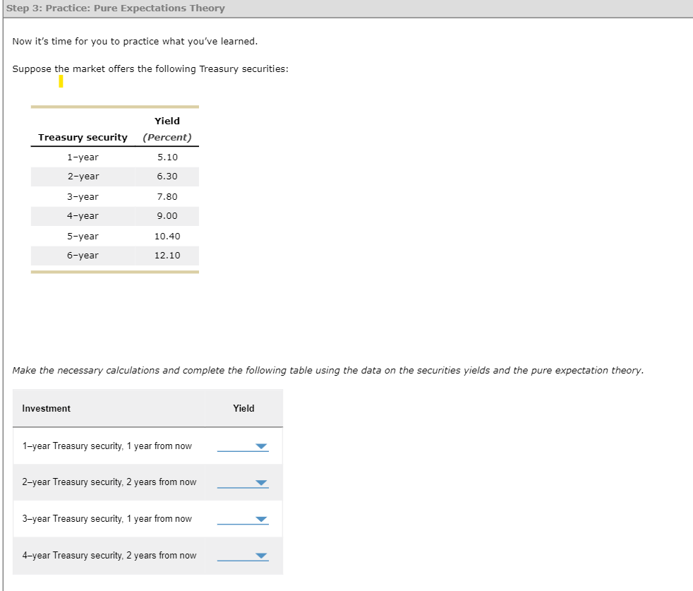 Solved Step 3: Practice: Pure Expectations TheoryNow it's | Chegg.com