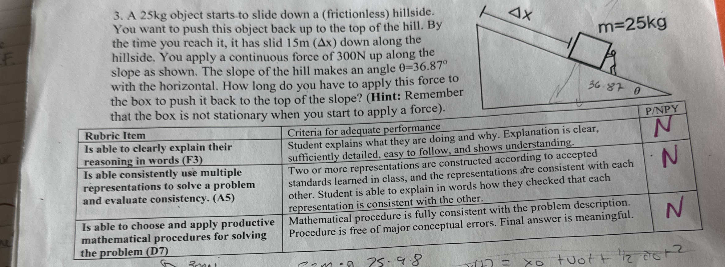 Solved A 25 ﻿kg object starts-to slide down a (frictionless) | Chegg.com