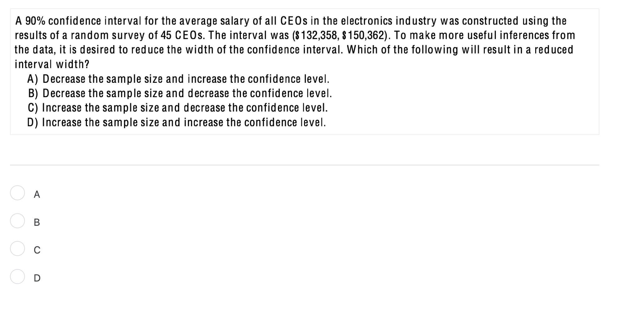Solved A 90% ﻿confidence interval for the average salary of | Chegg.com