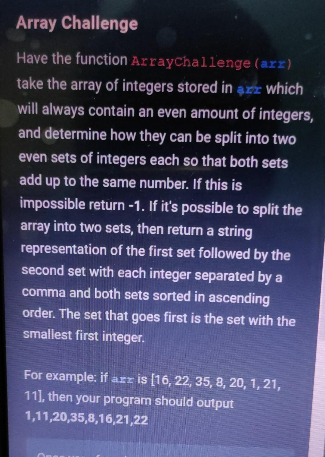 Solved Array Challenge Have the function Arraychal lenge | Chegg.com