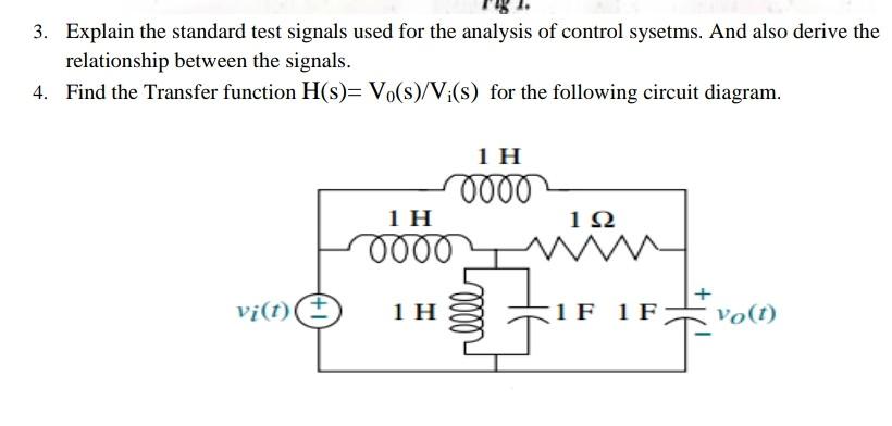 Solved 3. Explain the standard test signals used for the | Chegg.com