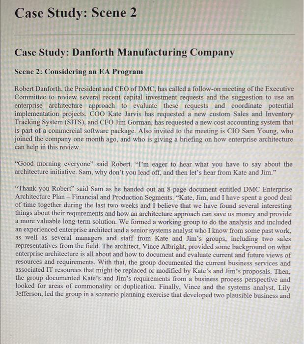 Solved Case Study: Danforth Manufacturing Company Scene 2: | Chegg.com