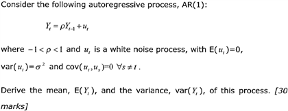 Solved Consider the following autoregressive process, AR(1): | Chegg.com