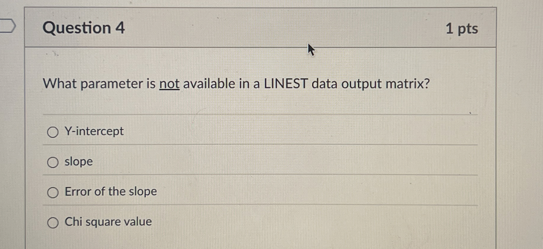 Question 4What parameter is not available in a LINEST | Chegg.com