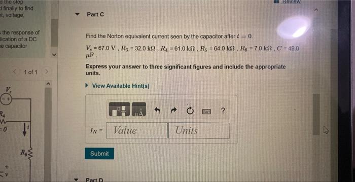 Solved Part B Find the time constant, τ, after t=0. Vs=94.0 | Chegg.com
