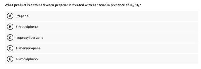 Solved What product is obtained when propene is treated with | Chegg.com