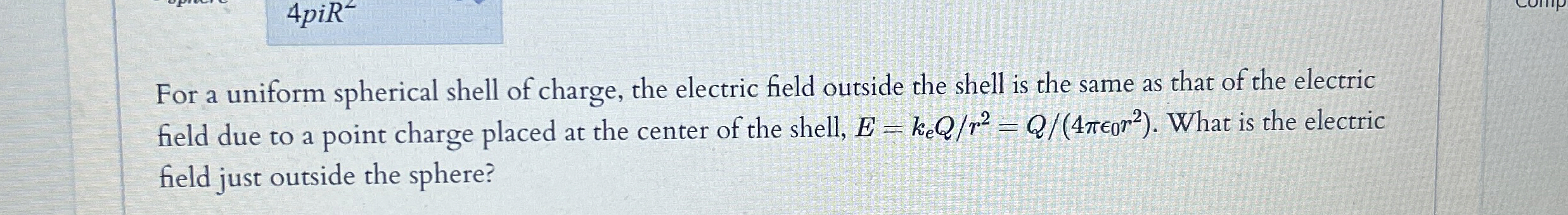 Solved For a uniform spherical shell of charge, the electric | Chegg.com