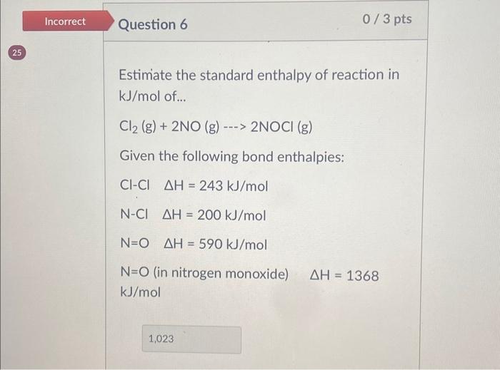 Solved Estimate the standard enthalpy of reaction in kJ/mol | Chegg.com