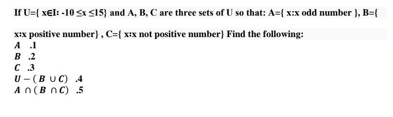 Solved A={x:x عدد فردي },B={x:x عدد موجب B} أوجد هـإبا A.1 | Chegg.com