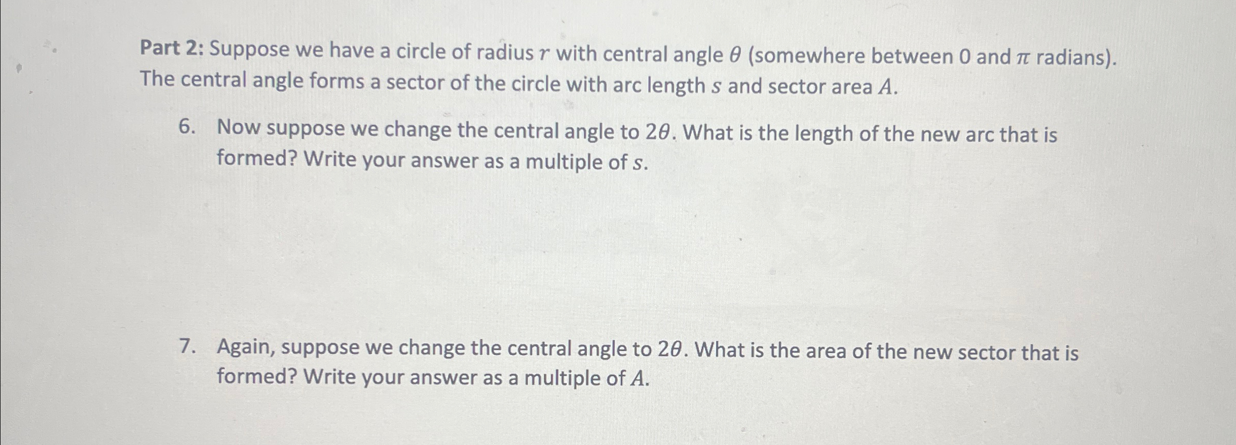 Solved Part 2: Suppose we have a circle of radius r ﻿with | Chegg.com