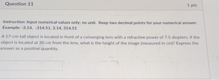 Solved Instruction: Input numerical values only; no unit. | Chegg.com