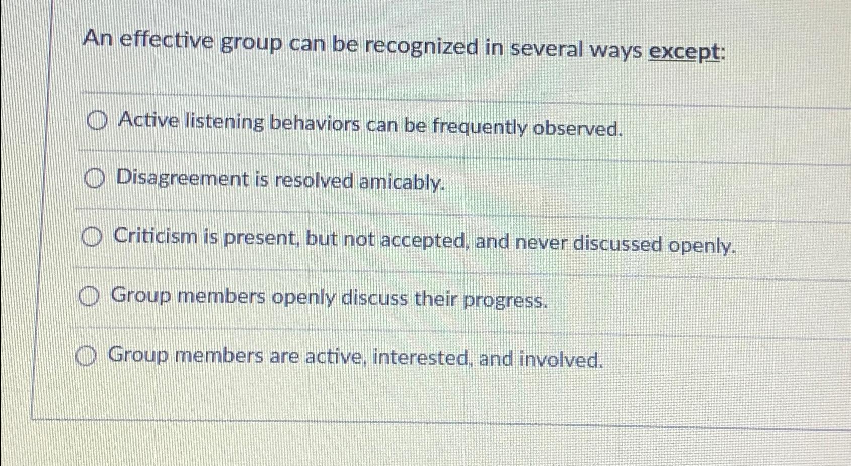Solved An effective group can be recognized in several ways | Chegg.com