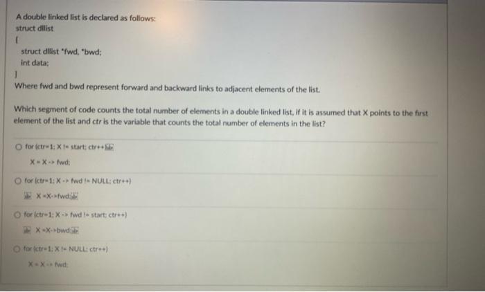 Solved A double linked list is declared as follows: struct | Chegg.com
