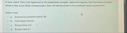 Solved A new client, Sam, has tightness in the abdominal | Chegg.com