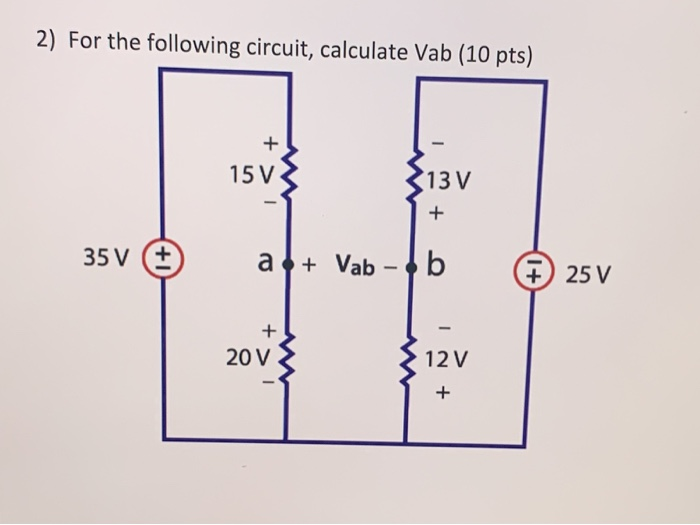 Solved 2) For the following circuit, calculate Vab (10 pts) | Chegg.com