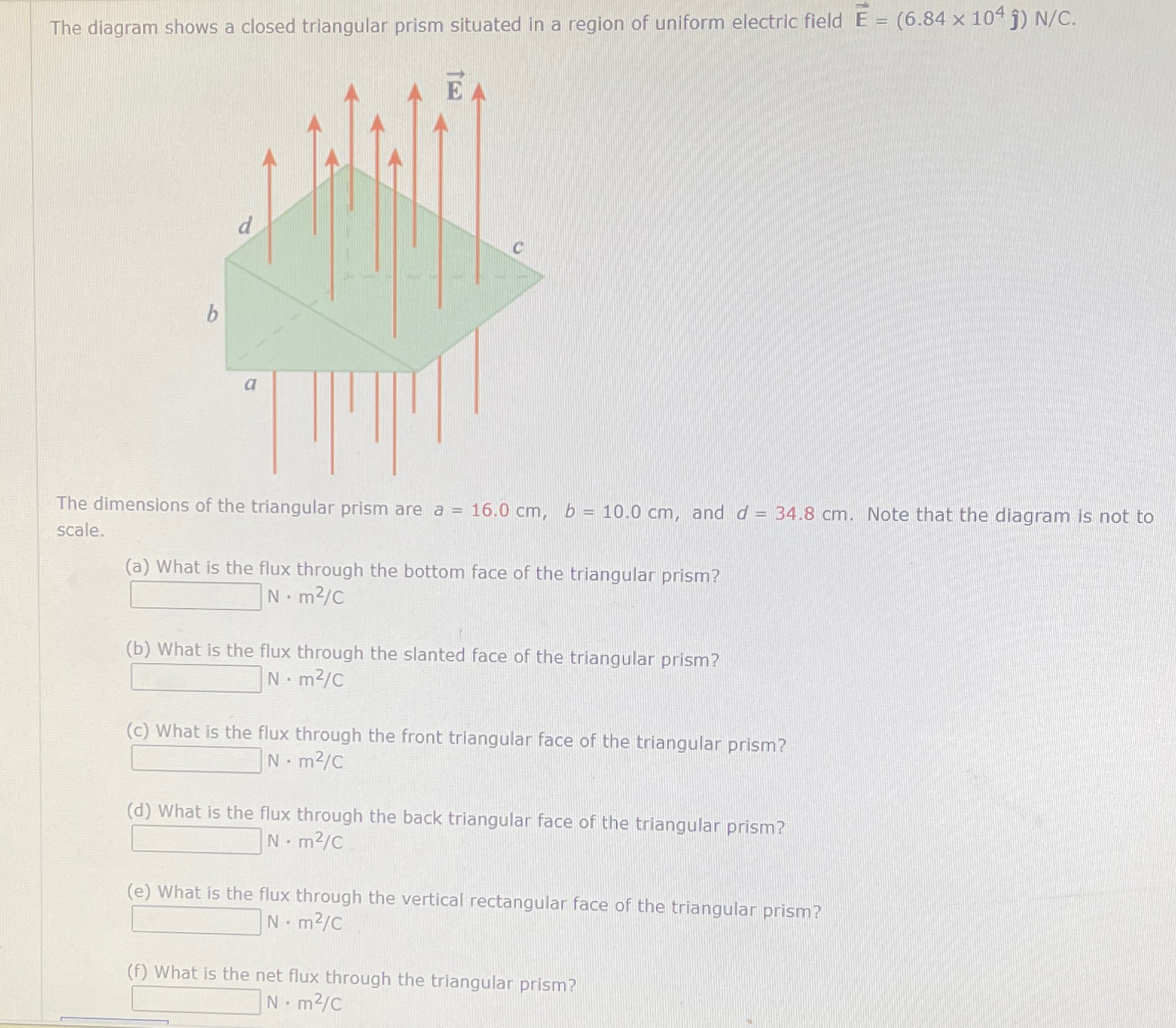 The diagram shows a closed triangular prism situated | Chegg.com