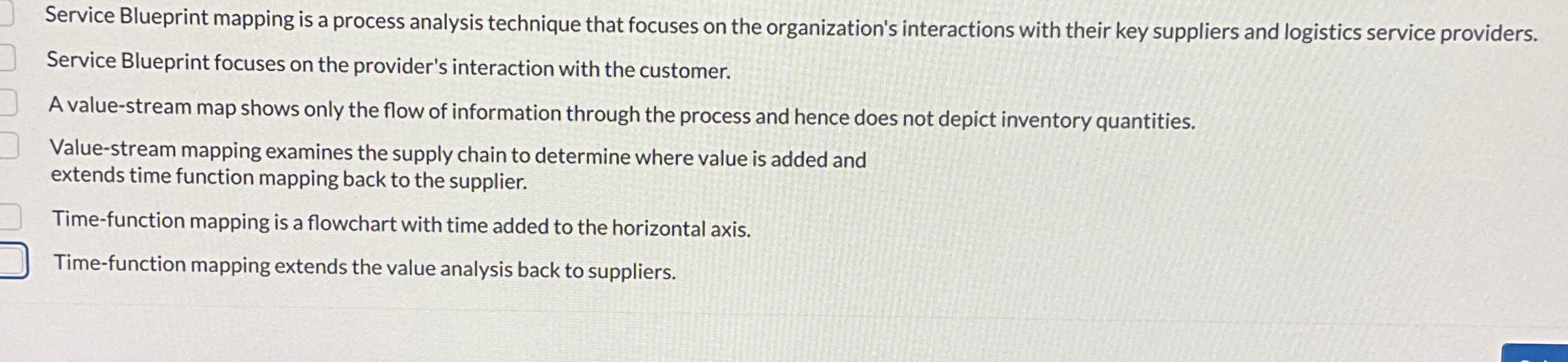 Solved Service Blueprint mapping is a process analysis | Chegg.com