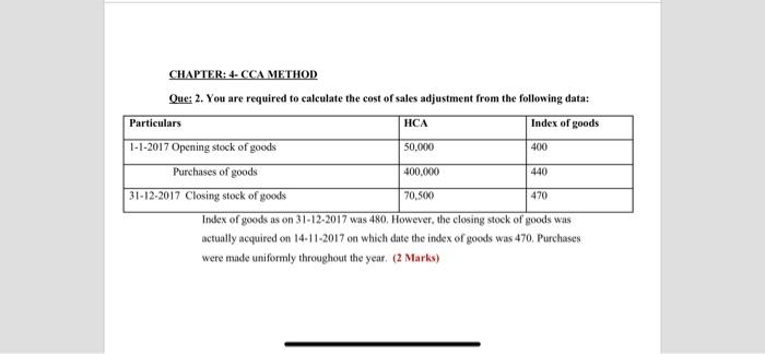 Solved CHAPTER: 4-CCA METHOD Que: 2. You are required to | Chegg.com