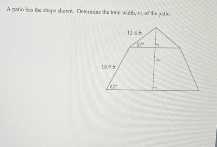 Solved A patio has the shape shown. Determine the total | Chegg.com