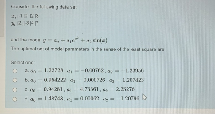 Solved and the model y = a + a, ez? Consider the following | Chegg.com