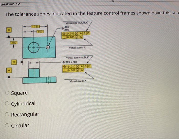 Solved Question 9 Using notes in coordinate tolerancing | Chegg.com