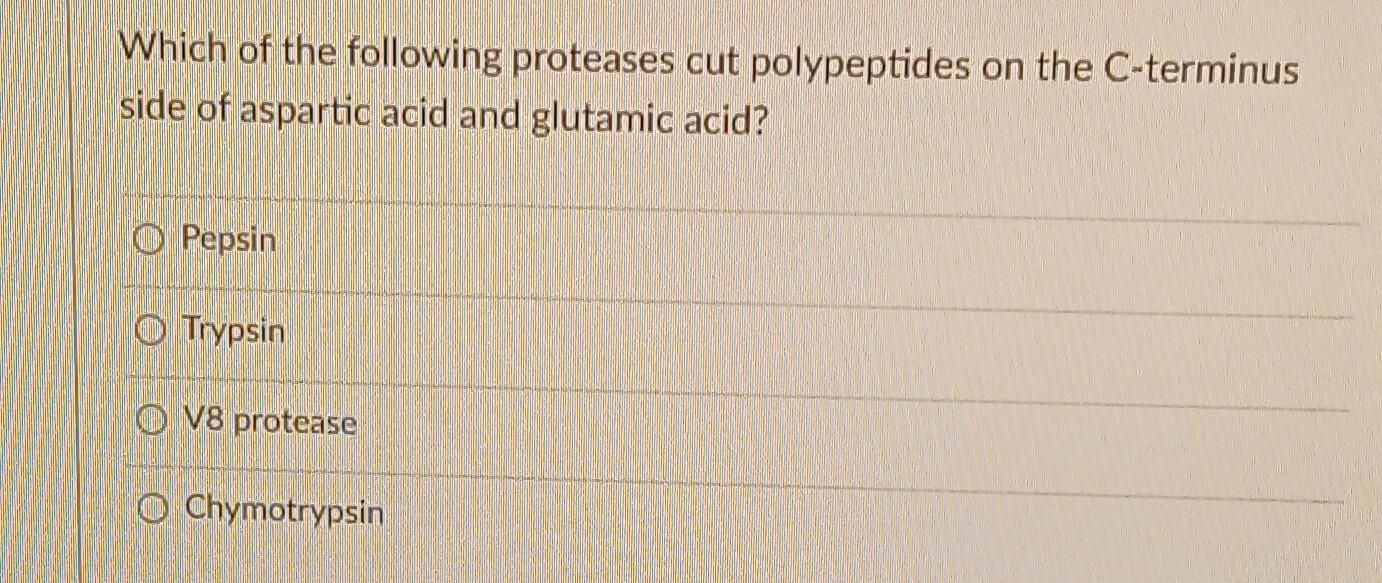 Solved Which of the following proteases cut polypeptides on | Chegg.com