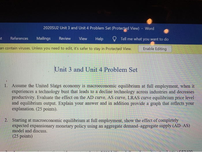 Solved 2020SU2 Unit 3 and Unit 4 Problem Set (Protected | Chegg.com