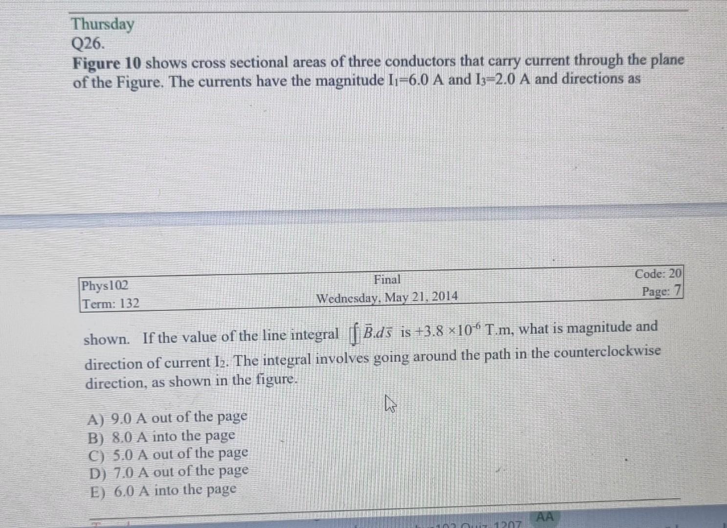 Solved Thursday Q26. Figure 10 shows cross sectional areas | Chegg.com