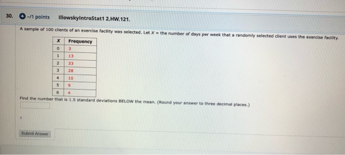 Solved 30. -/1 points illowskyintroStat1 2.HW.121. A sample | Chegg.com Solved 30. -/1 points illowskyintroStat1 2.HW.121. A sample | Chegg.com
