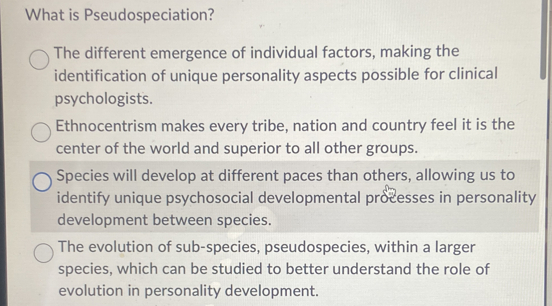 Solved What is Pseudospeciation?The different emergence of | Chegg.com