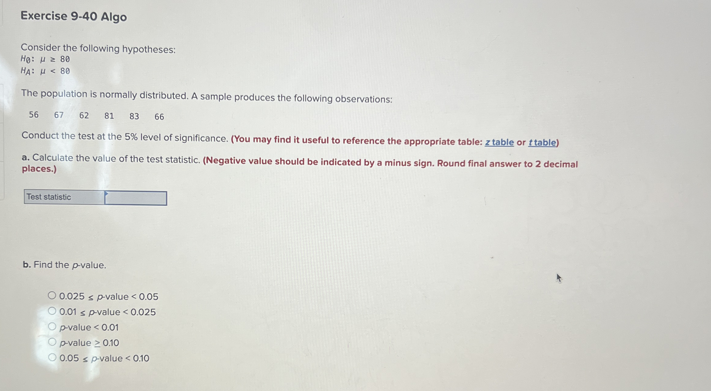 Solved Exercise 9-40 ﻿AlgoConsider the following | Chegg.com