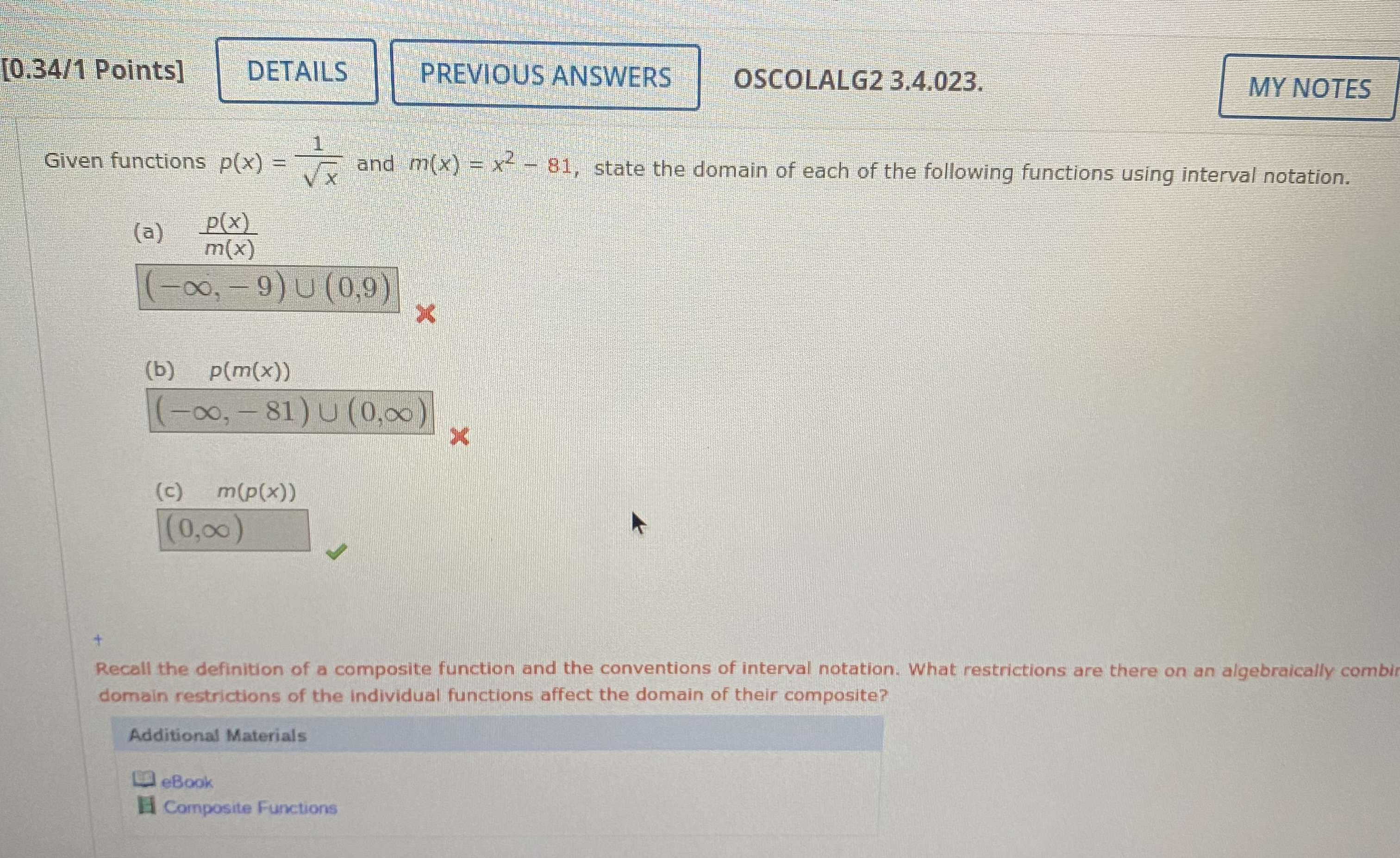 Solved Given functions p(x)=1x2 ﻿ and m(x)=x2-81, ﻿state the | Chegg.com