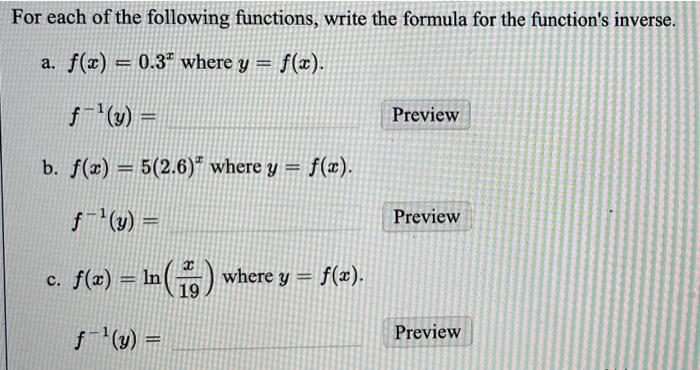 Solved For each of the following functions, write the | Chegg.com