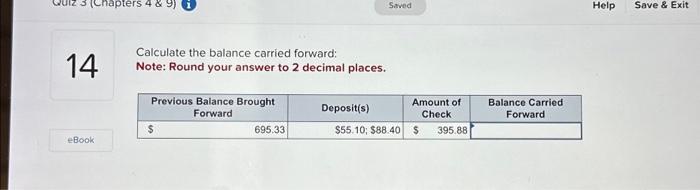 Solved (Chapters 4 & 9) 14 eBook Calculate the balance | Chegg.com