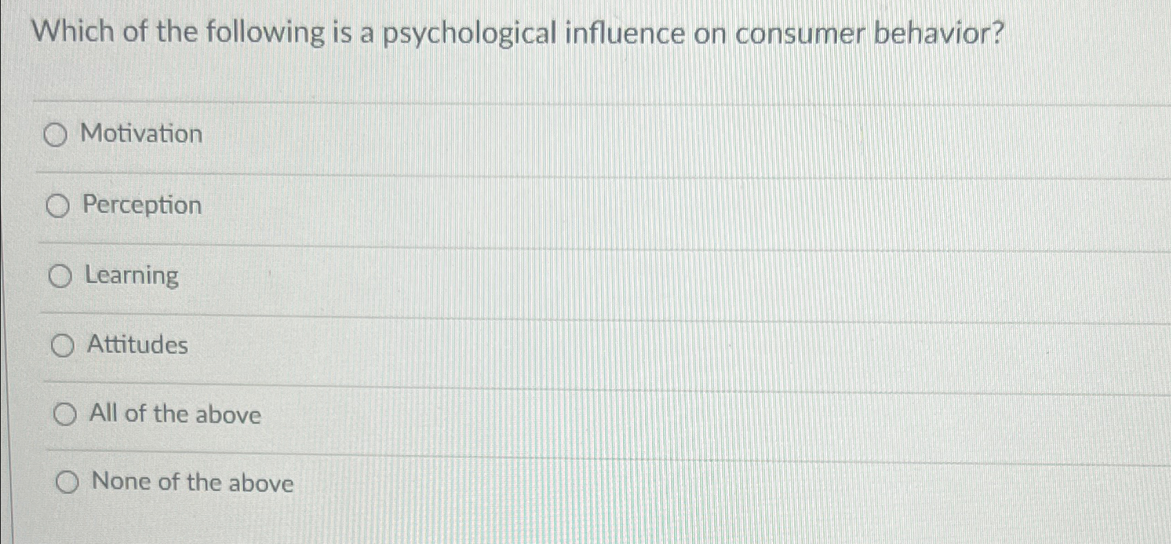 Solved Which of the following is a psychological influence | Chegg.com
