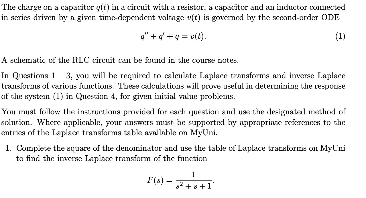 Solved The charge on a capacitor q(t) ﻿in a circuit with a | Chegg.com