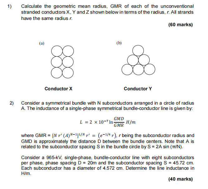 helpCalculate the geometric mean radius, GMR of ﻿each | Chegg.com
