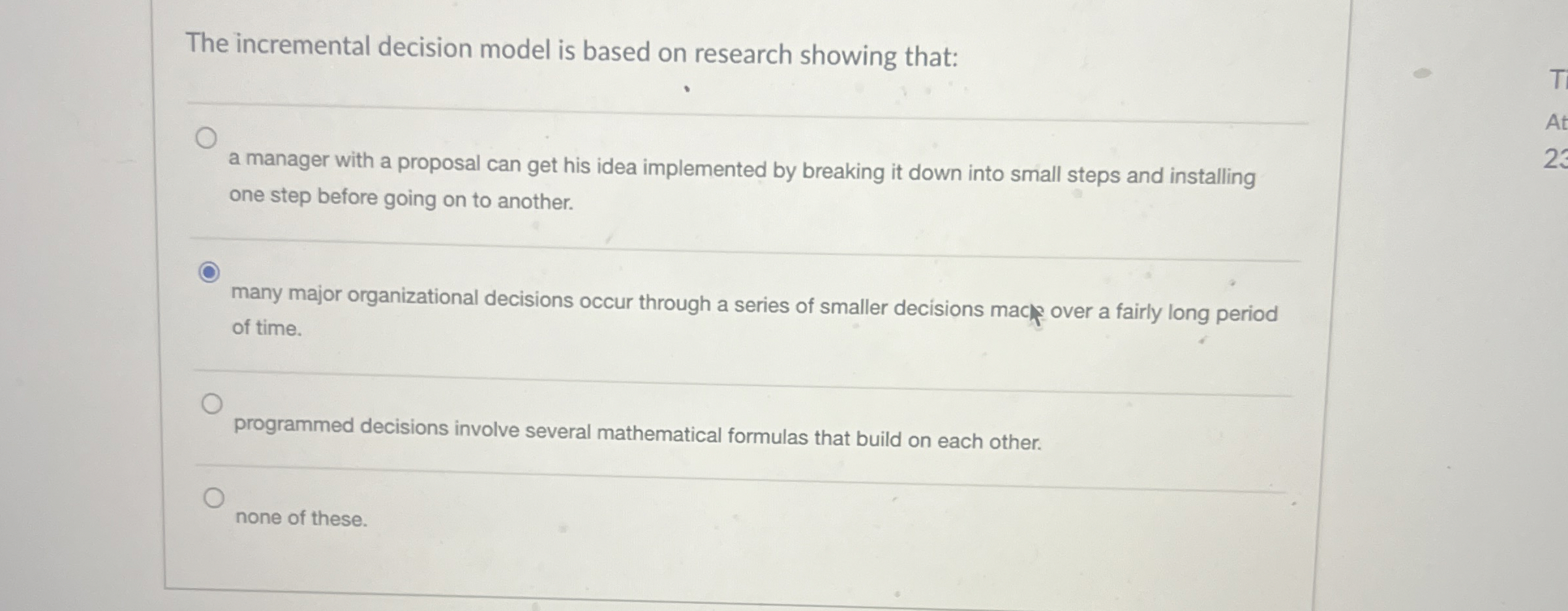Solved The incremental decision model is based on research | Chegg.com