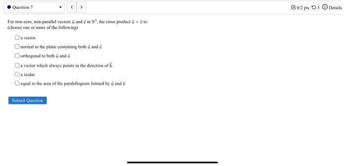 Solved For non-zero, non-parallel vectors u and v in R3, the | Chegg.com
