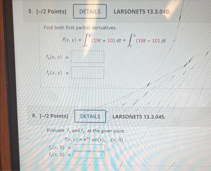 Solved 1. [1/2 Points] Find both first partial derivatives. | Chegg.com