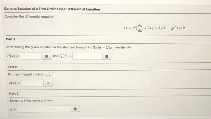 Solved General Solution of a First Order Linear Differential | Chegg.com